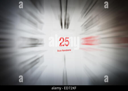 Christmas calendar 25 december. Christmas gift, fir branches, pine ...