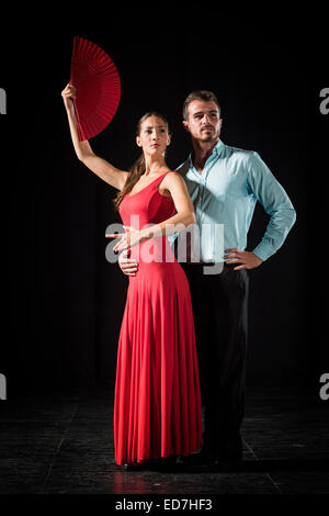 FLAMENCO DANCING COUPLE MAN & WOMAN WILD YELLOW DRESS LATIN SPANISH ...
