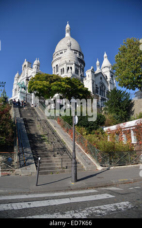 Stairs leading to Sacré-Cœur cathedral - Sacred Heart of Paris Stock ...