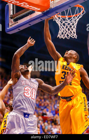 December 30, 2014: Jamari Traylor #31 of the Kansas Jayhawks is fouled ...
