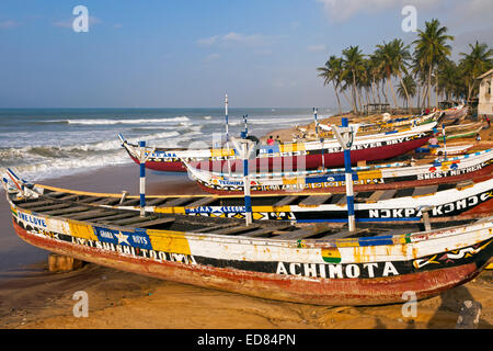 Ghana - Greater Accra - Prampram, boats moored in the fishing port ...