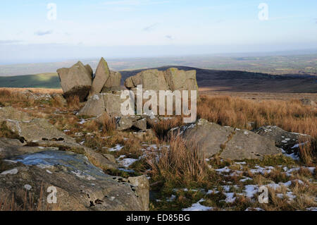 Cerrig Lladron on Foel Eryr Preseli Hills in winter Pembrokeshire Wales ...