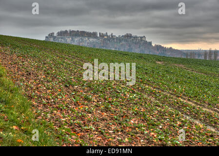 Picturesque view of Lilienstein mountain seen from Königstein mountain ...