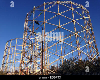 gas storage towers london Stock Photo - Alamy