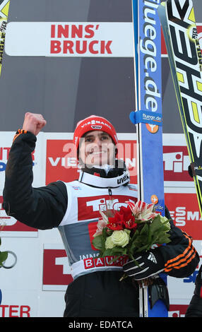 Innsbruck, Austria. 04th Jan, 2015. Richard Freitag of Germany reacts ...