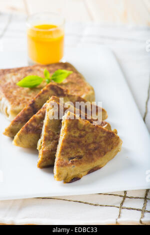 fried chicken Murtabak roti stuffed chicken on plate dipping sweet ...