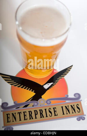 Illustrative image of the Enterprise Inns logo and two pints of larger ...
