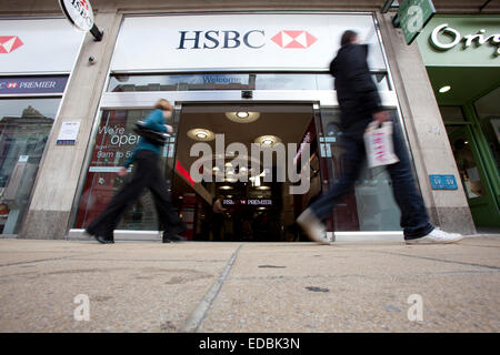 Exterior of HSBC bank branch banking facility premises in seaside ...
