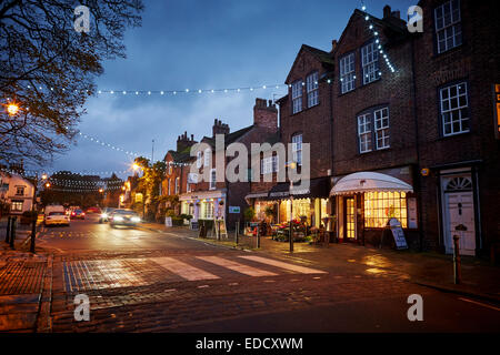 Dawn in Prestbury Village in Macclesfield Cheshire UK St Peter's Church ...