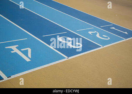 Numbers at finish line of 60 meters running field Stock Photo - Alamy