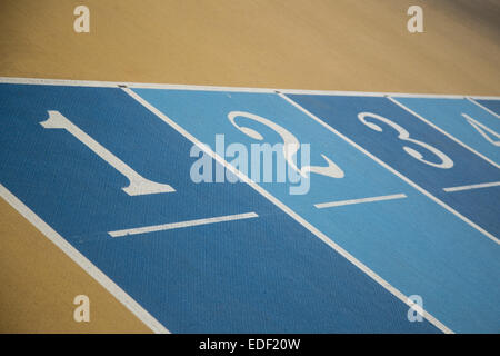 Numbers at finish line of 60 meters running field Stock Photo - Alamy