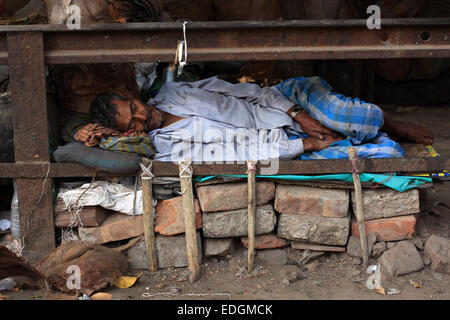 Homeless Man sleeping in Makeshift Tent Home and Shelter, Tent City in ...