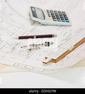 old technical drawings Stock Photo - Alamy