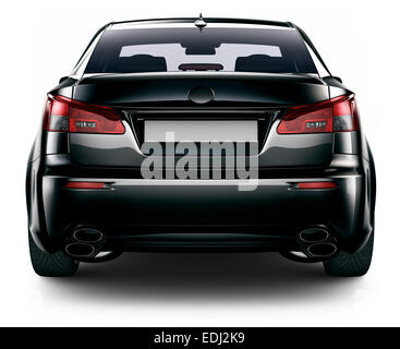 Black car - rear angle Stock Photo - Alamy
