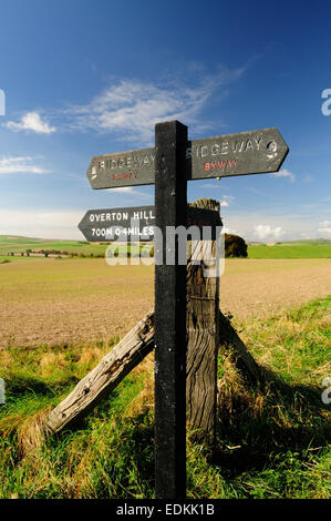 Ridgeway signpost on Overton Hill Stock Photo - Alamy