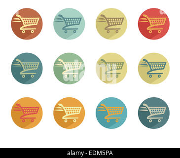 Shopping basket icon. Internet button on white background Stock Photo ...