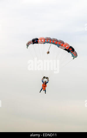 Parachutists - 2014. Tandem in flight Stock Photo - Alamy