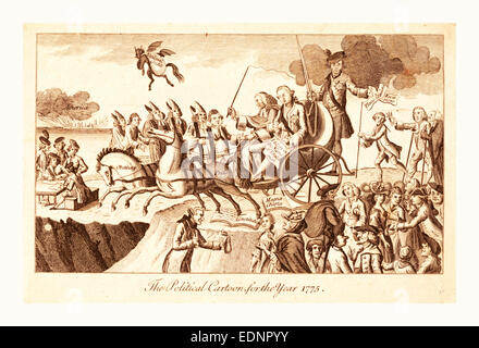 The political cartoon for the year 1775. Cartoon shows George III and ...
