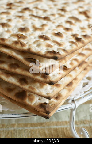 Matzah crackers traditionally eaten during the Jewish Passover holiday ...