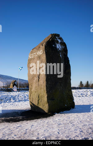 A boundary stone at the Anglo-Scottish border with 'England' carved ...