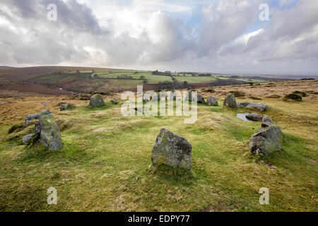 Nine Maidens stone circle, Dartmoor, UK Stock Photo - Alamy