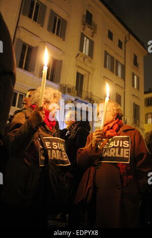 Rome, Italy. 8th January 2015. Vigil for the Charlie Hebdo terrorist ...