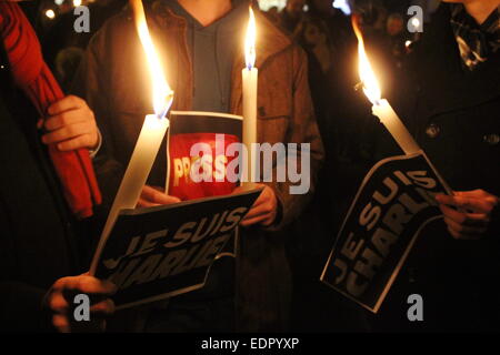 Rome, Italy. 8th January 2015. Vigil for the Charlie Hebdo terrorist ...