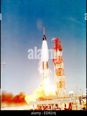 This image captures the liftoff of the Mercury-Atlas rocket from Launch ...