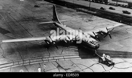 The B-50 Superfortress, a strategic bomber developed by Boeing, shown ...