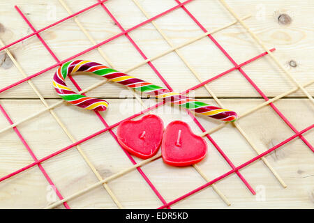 Colorful candy hearts on wooden background. Valentine's day Stock Photo ...
