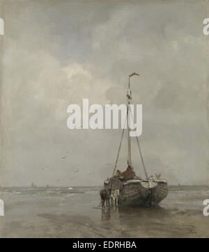 Bluff-bowed Fishing Boat on the Beach at Scheveningen, by Jacob Stock ...