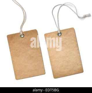Two natural label tags isolated on white background Stock Photo - Alamy