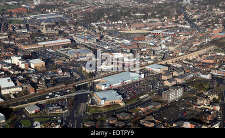 An aerial view of Mansfield town centre, Nottinghamshire, UK Stock ...