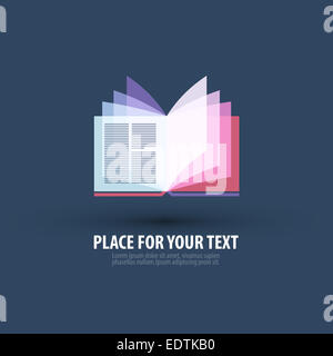Education vector logo. Open book, dictionary, textbook or notebook with ...