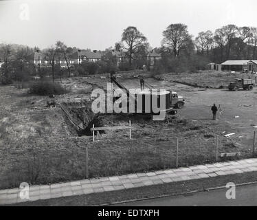 1940s, historical picture showing preparation work at a house building ...