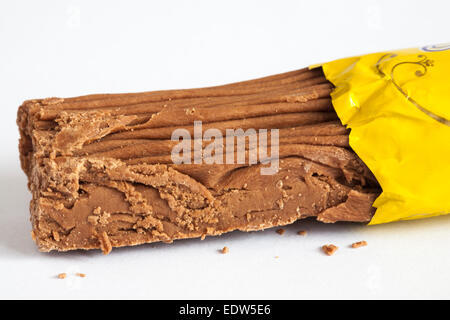 Cadbury flake chocolate bar on white background with open broken bar by ...