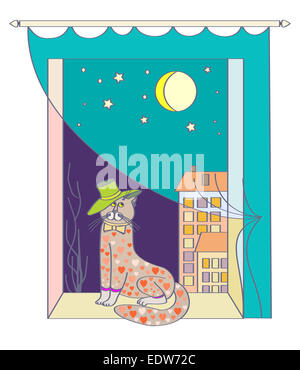Flat moon night vector illustration Stock Photo - Alamy