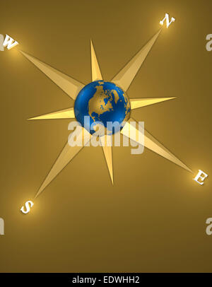 earth and compass Stock Photo - Alamy