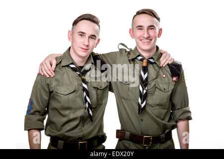 Two scout brothers together isolated on white background Stock Photo ...