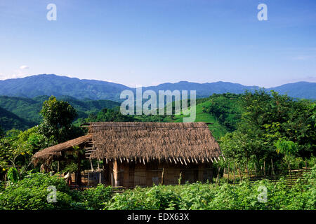 Landscape in a Lahu village in Chiang Mai, overlooking the border with ...