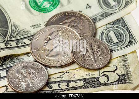 Dollar notes and coins, United States Stock Photo - Alamy