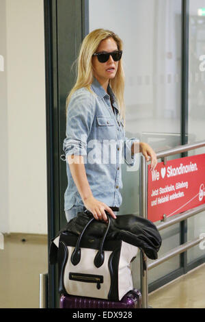 Bar Refaeli and her husband arriving at Tegel airport for the Mercedes ...