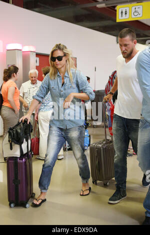 Bar Refaeli and her husband arriving at Tegel airport for the Mercedes ...