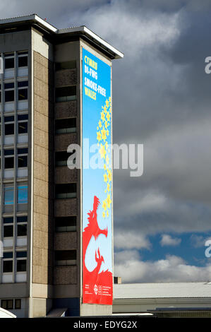 University Hospital of Wales, Heath Hospital - Sign for no smoking on ...