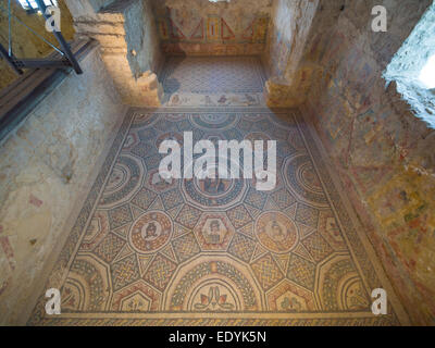 Ancient Roman mosaic, Cubiculum with the alcove, Villa Romana del ...