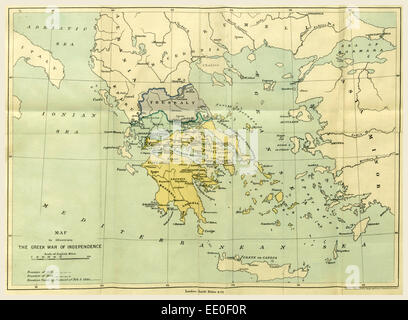 Map, the War of Greek Independence, 1821 to 1833, 19th century ...