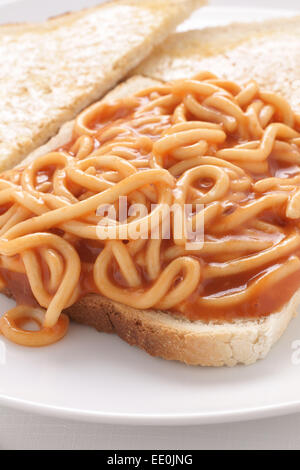 Tinned Spaghetti on Toast Stock Photo - Alamy