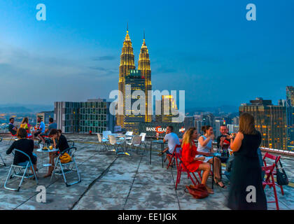 Helipad Bar and Petronas Towers, Kuala Lumpur, Malaysia, Southeast Asia ...
