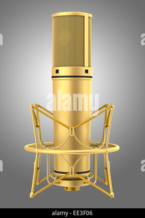 Retro microphone on gray background Stock Photo - Alamy