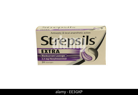 A close up of a packet of strepsils lozenges for the relief of sore ...